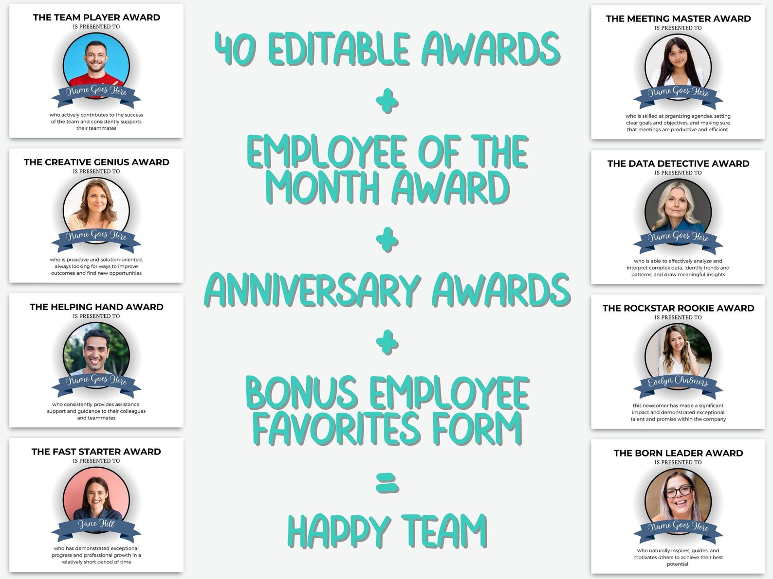 Employee Appreciation Day Awards Editable Staff Recognition Awards ...