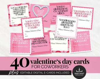 Pink Valentine Cards for Coworkers Printable Valentines Day Cards for ...