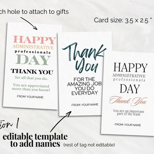Admin Assistant Day Gift Tags Office Staff Appreciation Cards Personal ...