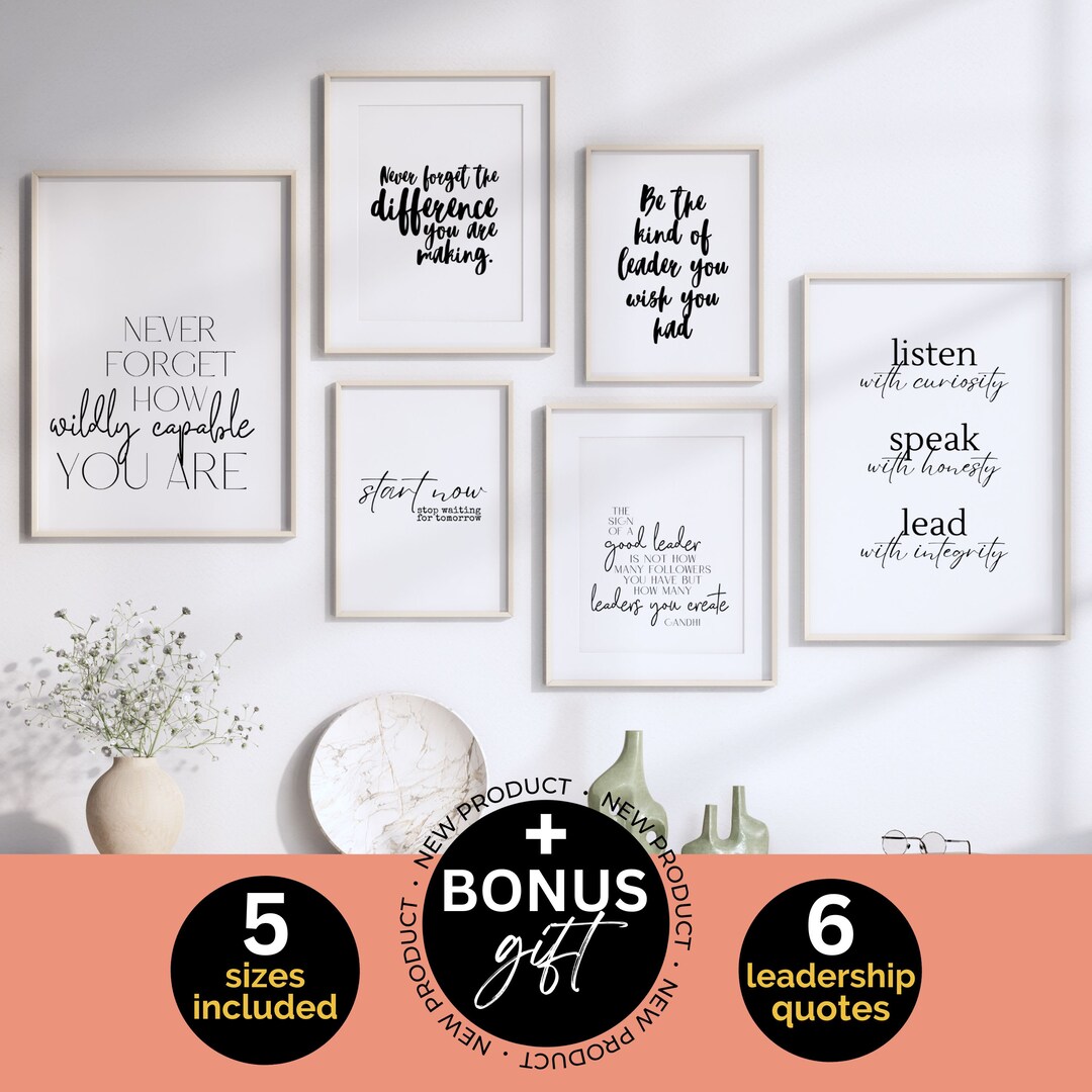 Leadership Quote Wall Art Motivational Office Decor for Women Home ...