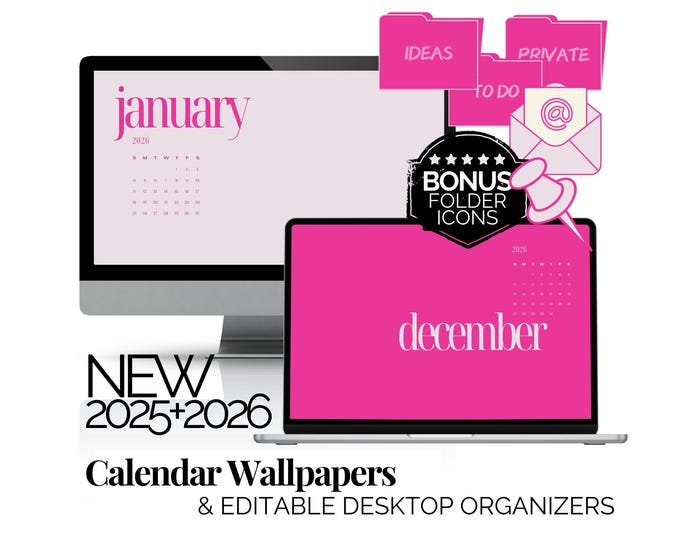 EDITABLE CALENDAR Desktop Wallpaper - Pink Desktop Wallpaper Organizer ...