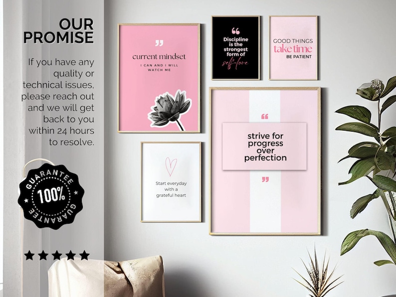 Printable Pink Wall Art, Women’s Office Decor, Motivational Pink ...