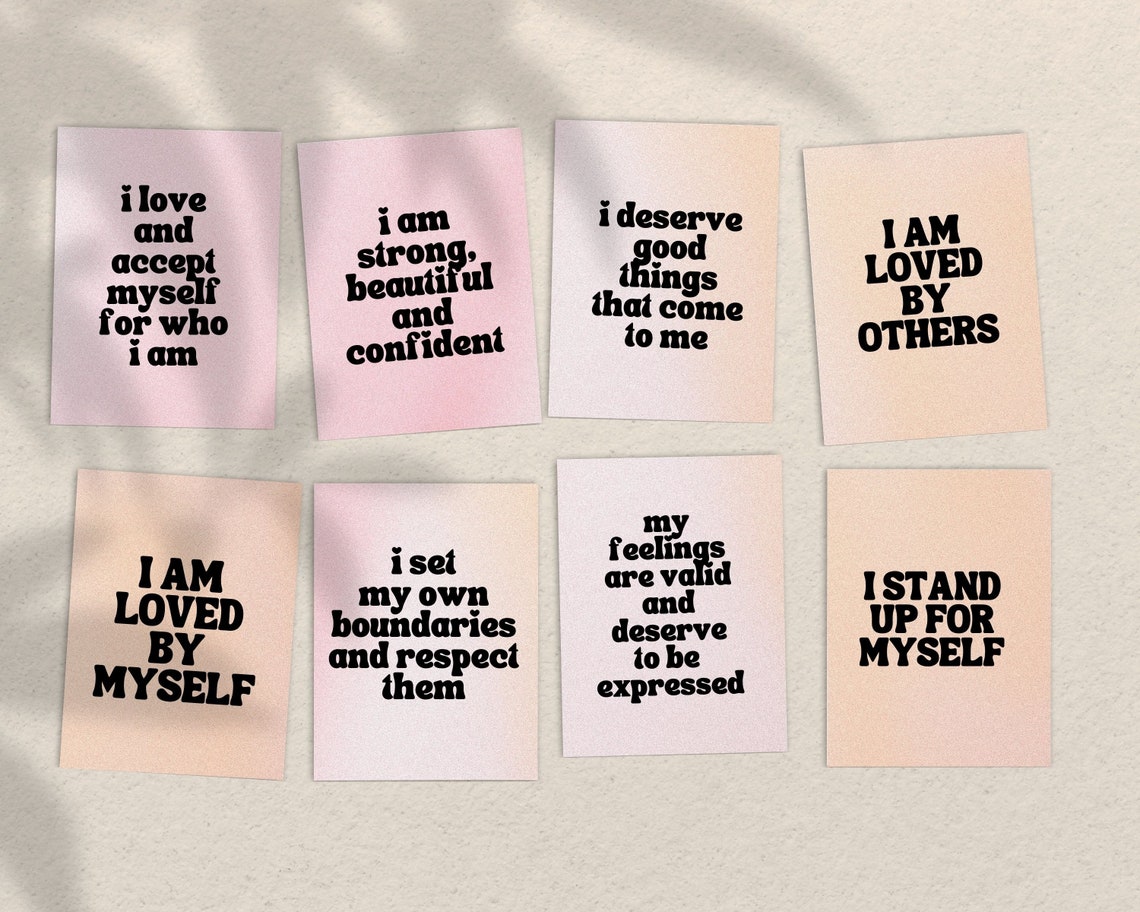 Gradient Affirmation Cards Printable Set of 96 Inspirational - Etsy