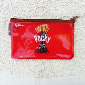 Super Cute Deadstock Japanese Glico POCKY Pvc Pencil Case, Makeup Bag, Lovely Red Zipper Pouch ...