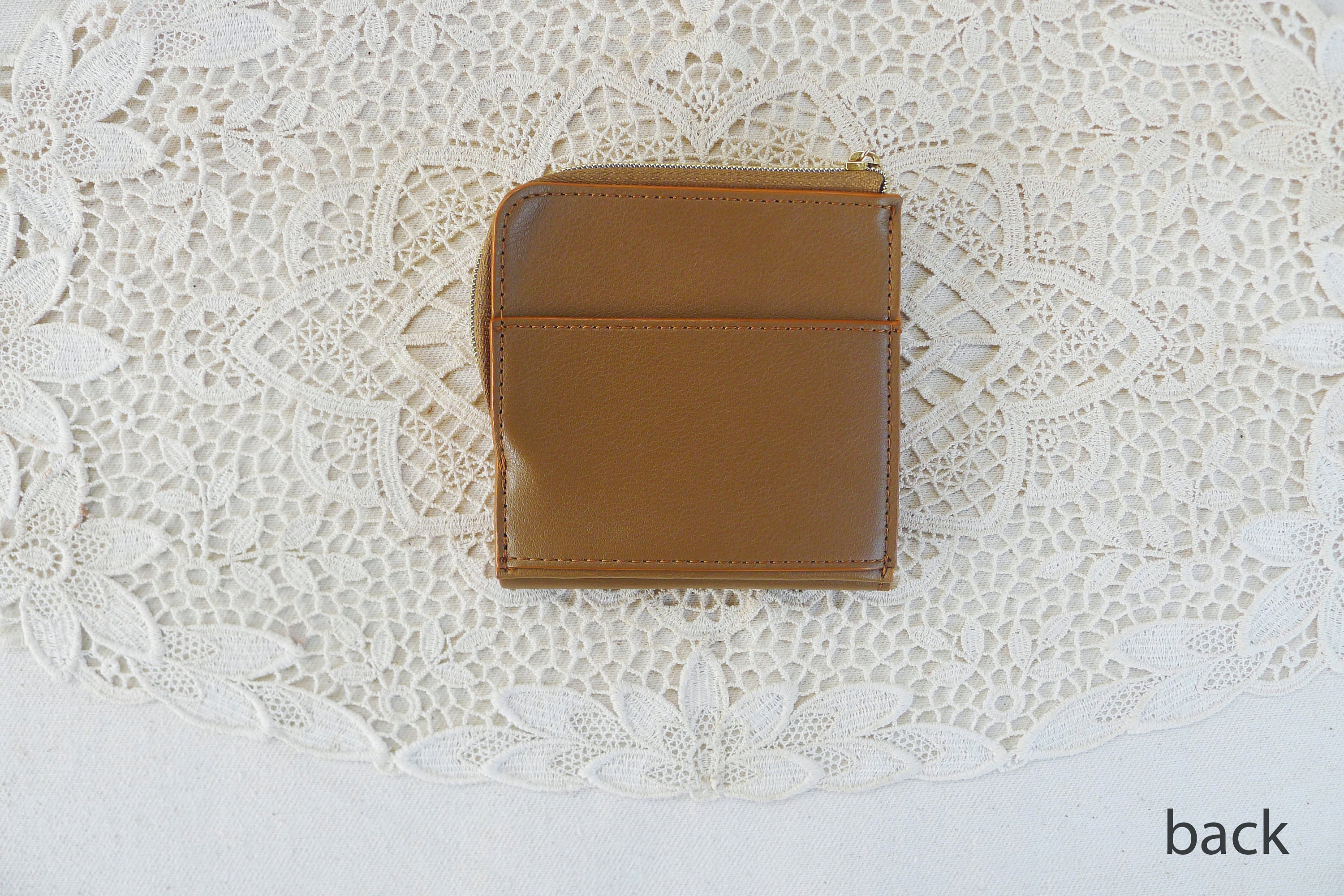 Vintage Japanese Minimalist Caramel PU Leather Bifold Wallet, Zipper ...