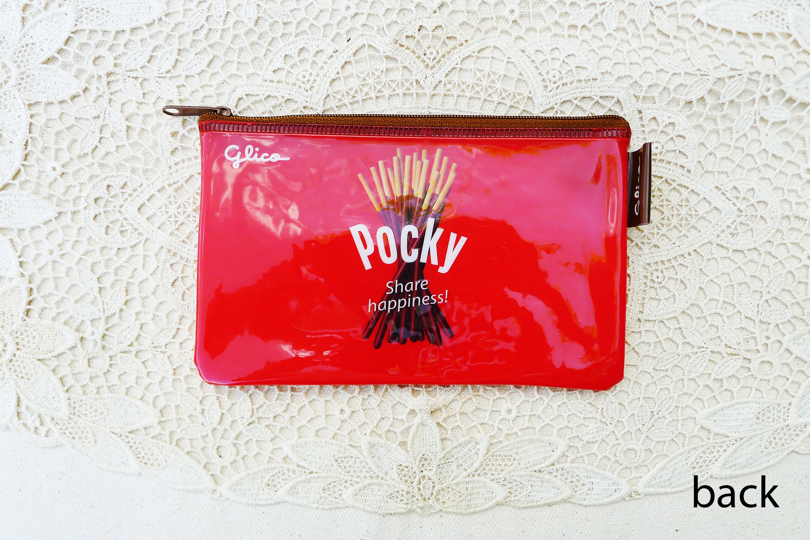 Super Cute Deadstock Japanese Glico POCKY Pvc Pencil Case, Makeup Bag, Lovely Red Zipper Pouch ...
