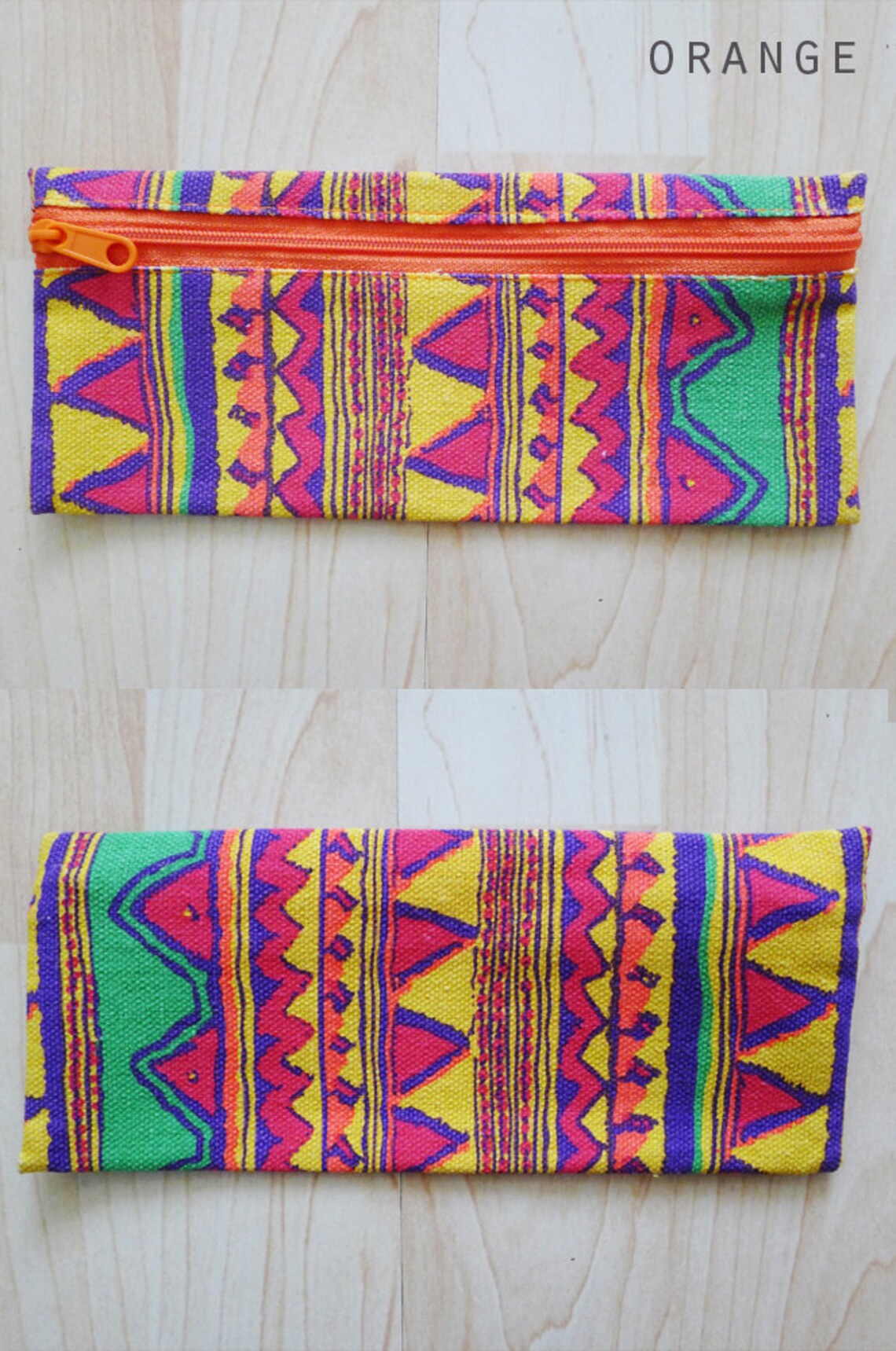 AZTEC Thick Canvas Zipper Pencil Case Colorful Pencil Pouch | Etsy