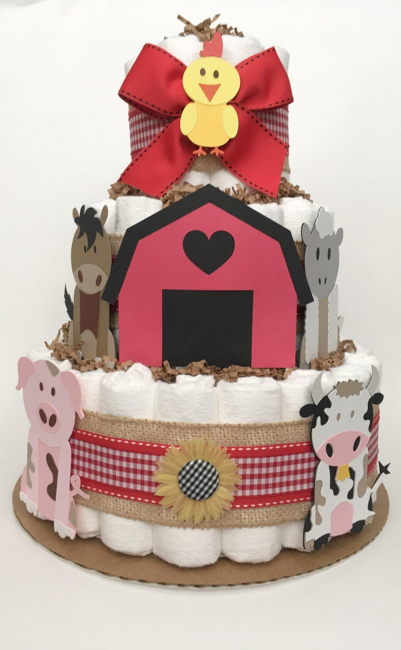 Farm Diaper Cake. Babyq Diaper Cake. Baby Shower Decorations. - Etsy