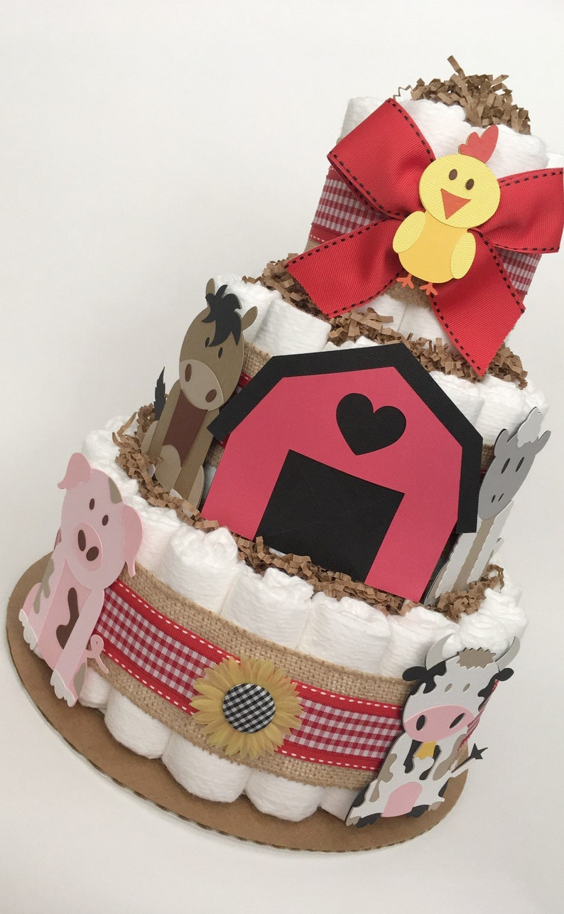 Farm Diaper Cake. Babyq Diaper Cake. Baby Shower Decorations. - Etsy