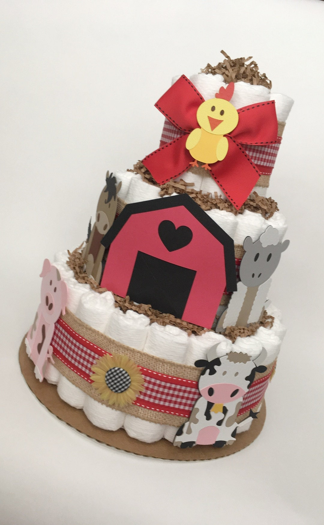 Farm Diaper Cake. Babyq Diaper Cake. Baby Shower Decorations. - Etsy