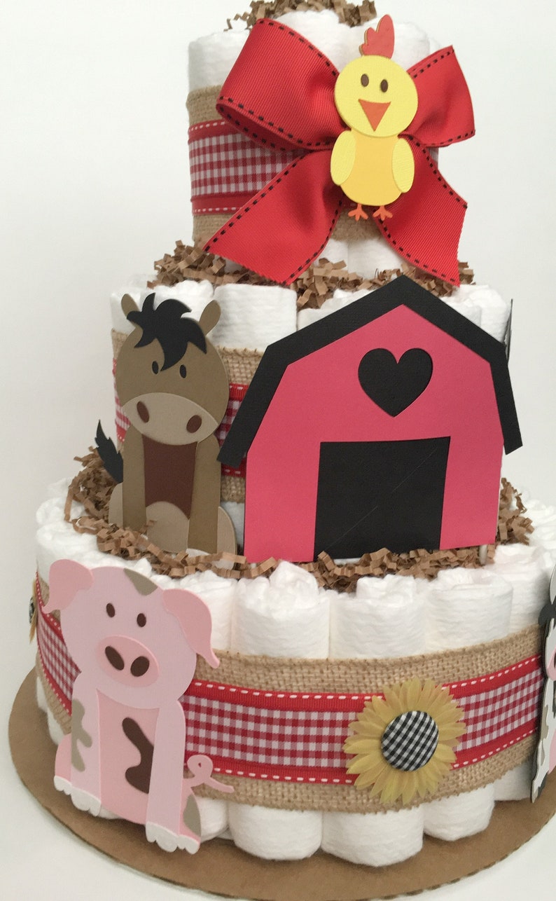 Farm Diaper Cake. Babyq Diaper Cake. Baby Shower Decorations. - Etsy