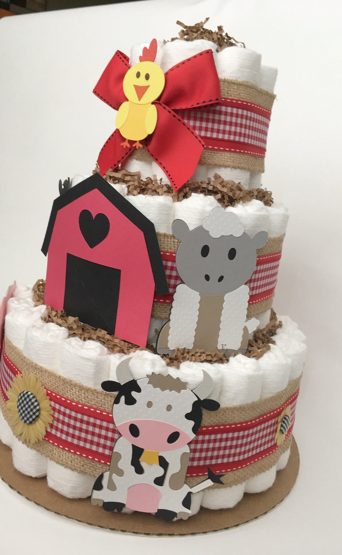 Farm Diaper Cake. Babyq Diaper Cake. Baby Shower Decorations. - Etsy