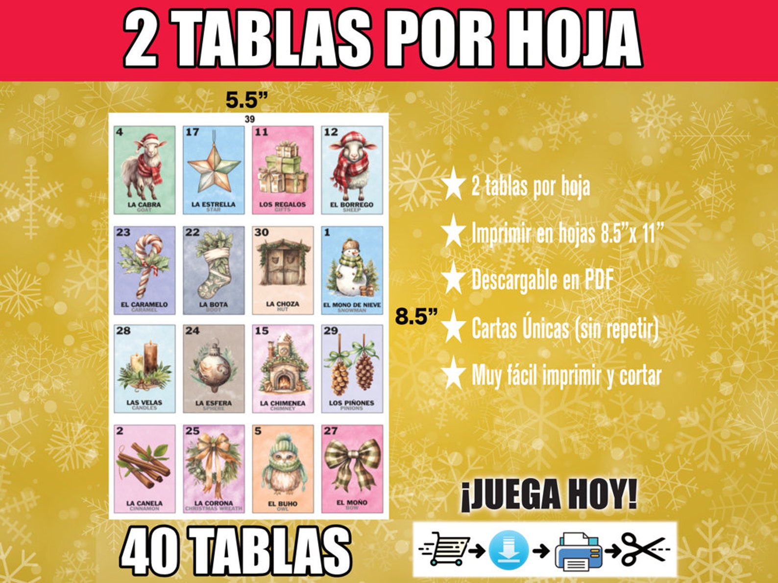 Loteria Navidad Para Imprimir En Espanol Ingles Loteria De Navidad ...