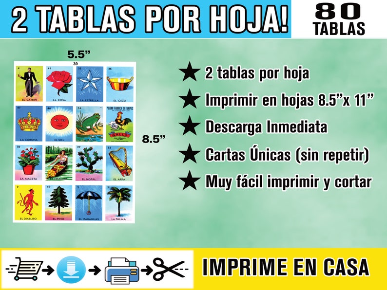 Mexican Loteria Game Cards PDF INSTANT DOWNLOAD Digital File - Etsy