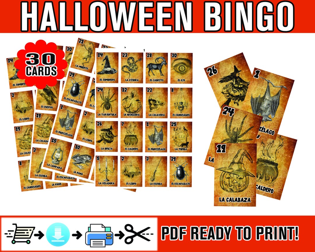 Halloween Bingo Cards for Kids Download and Print PDF - Loteria De ...