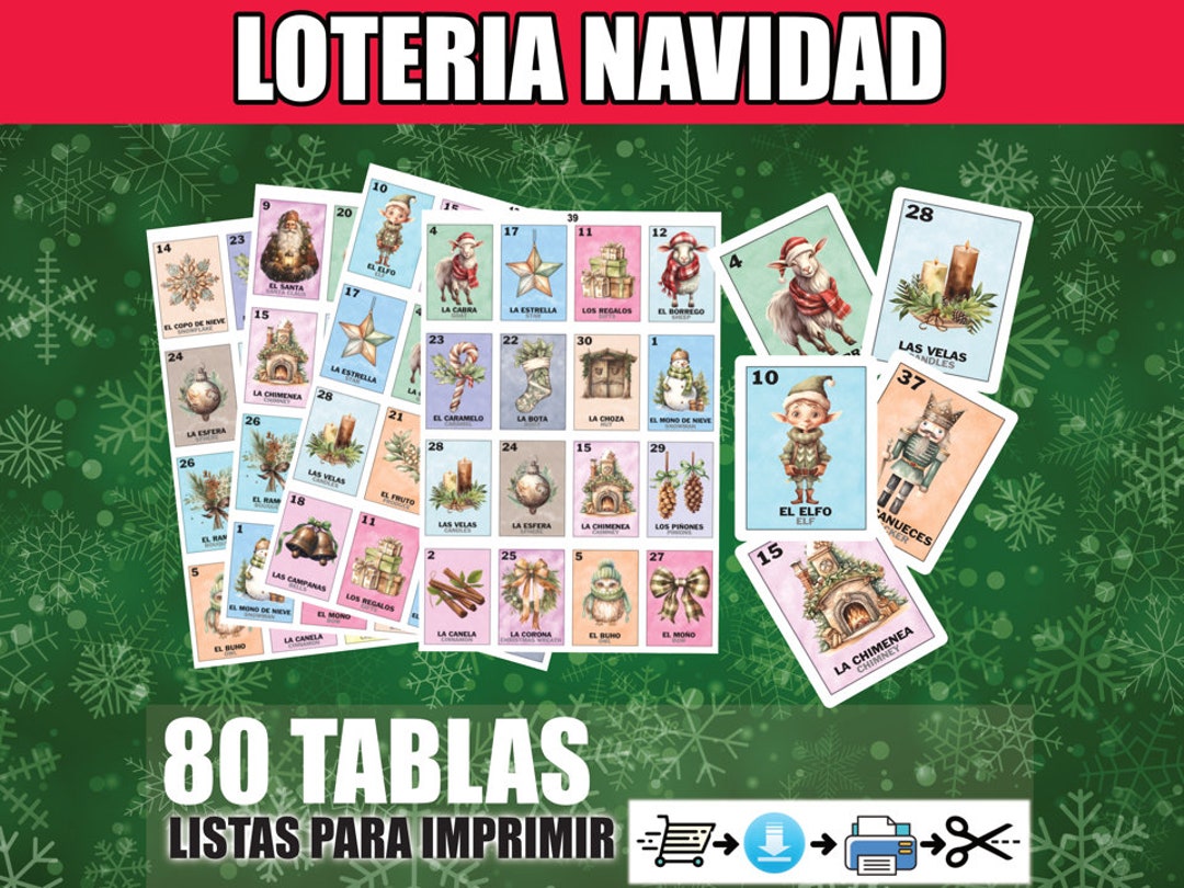 Loteria Navidad Imprimir Espanol Ingles Loteria Navidad Christmas ...