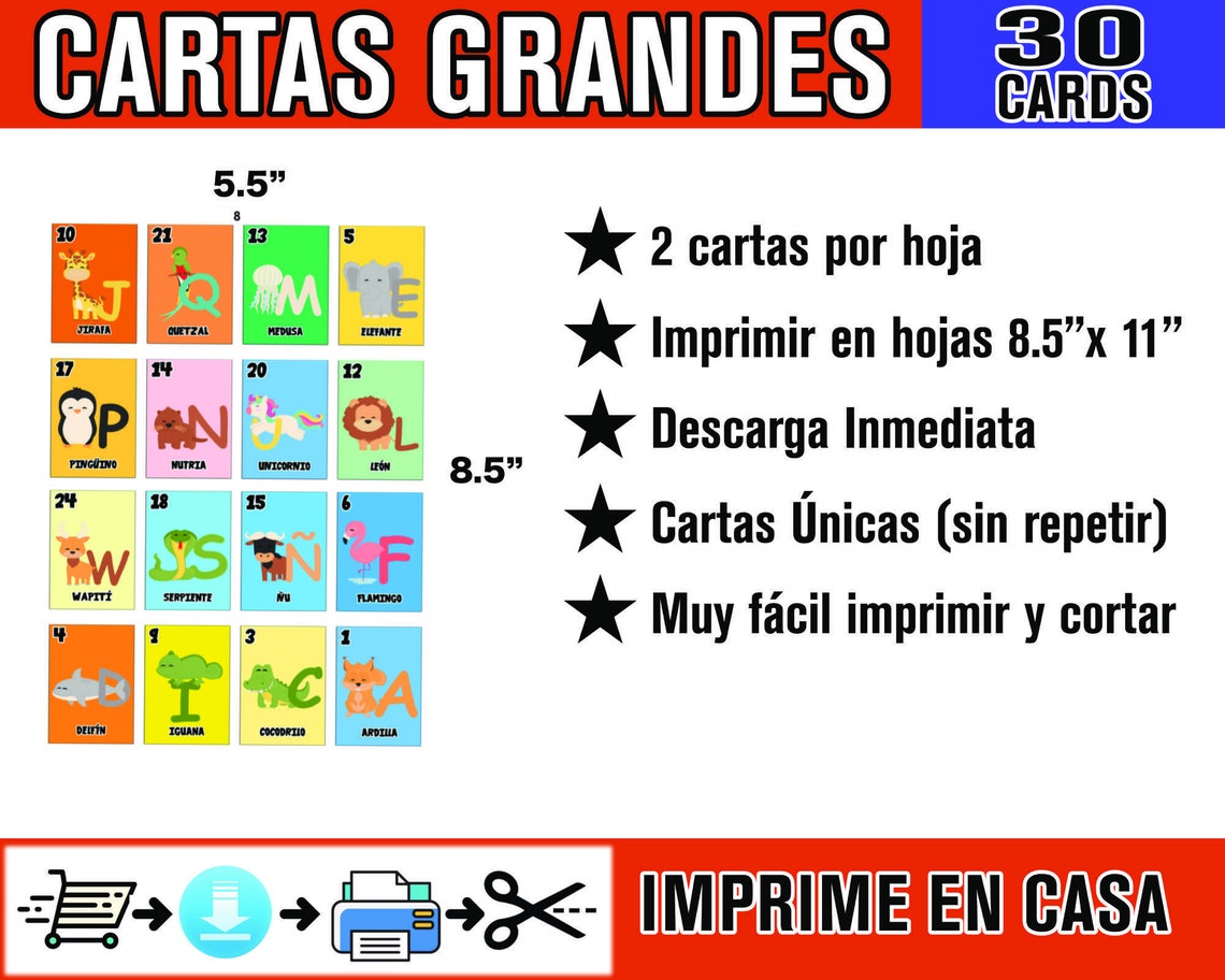 Loteria for Kids to Learn the Spanish Alphabet Great Loteria for School ...