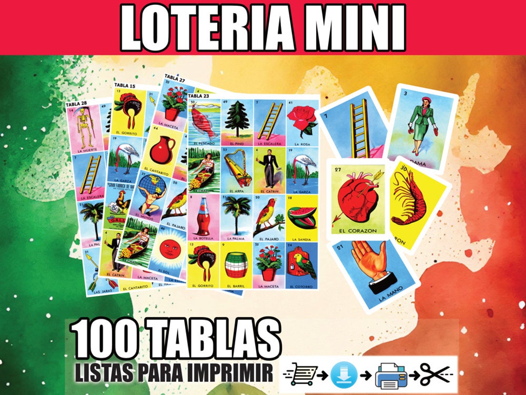 Mexican Loteria Cards Mini Size Fun Mini Loteria Boards INSTANT DOWLOAD ...