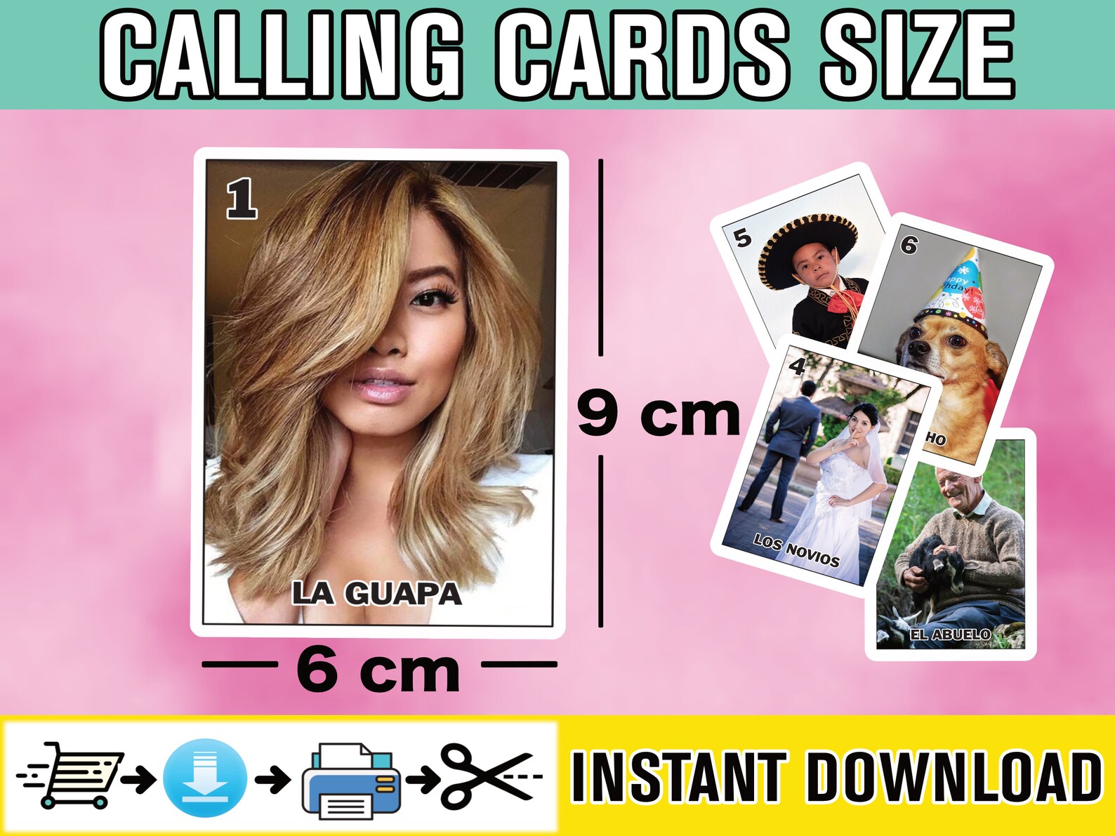 CUSTOM LOTERIA Game Template With Your Pictures Family Loteria Game ...