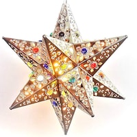 Tin Punched Star Hanging Light Lamp Christmas 14 Inches - Etsy