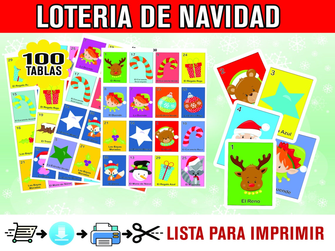 Loteria De Navidad Para Imprimir Loteria Navidena En Espanol Spanish ...