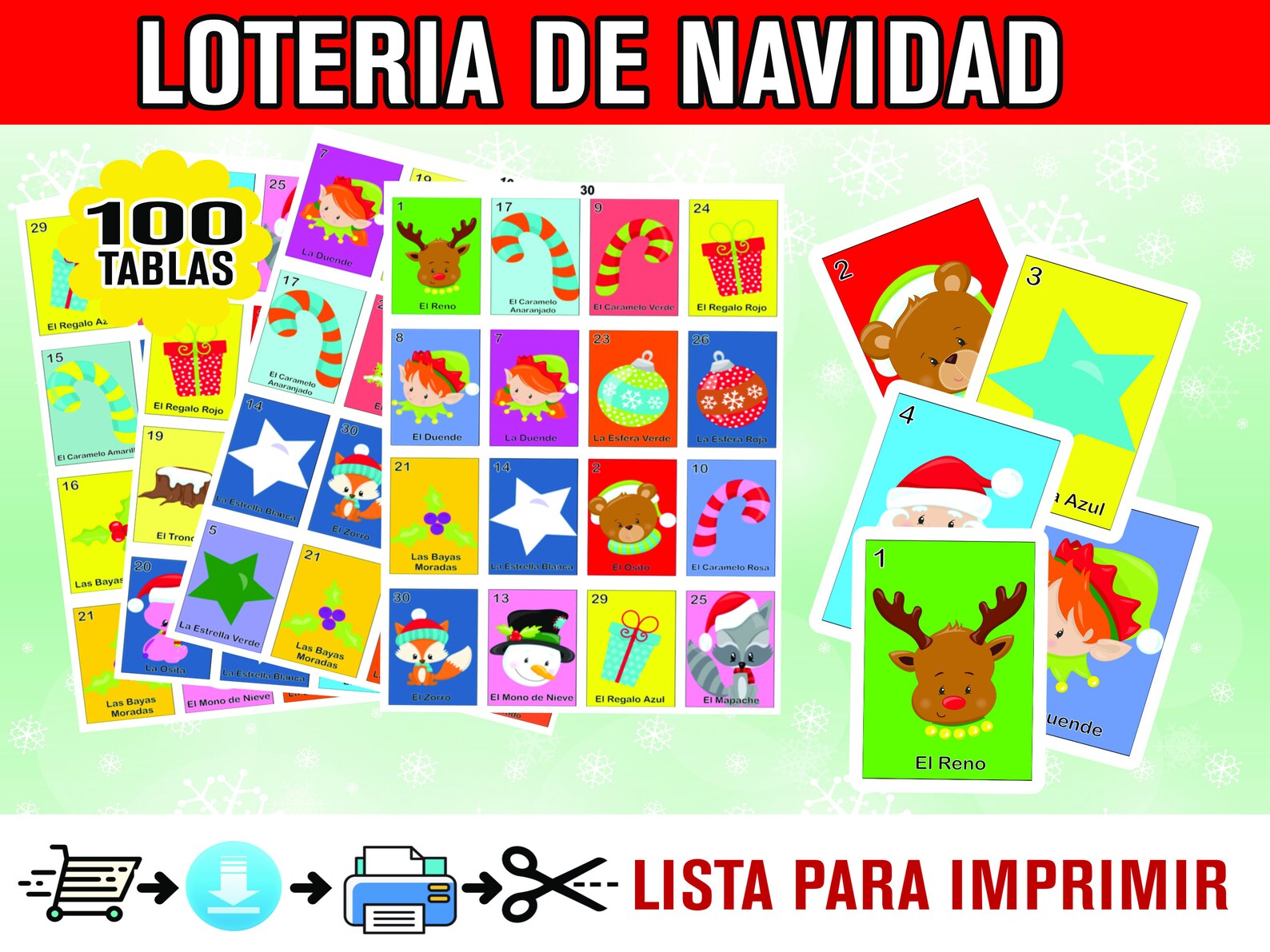 Loteria De Navidad Para Imprimir Loteria Navidena En Espanol Spanish ...