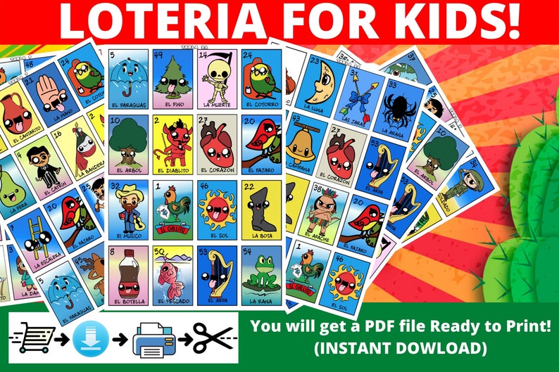 Loteria for Kids Printable Mexican Loteria Game for Kids - Etsy