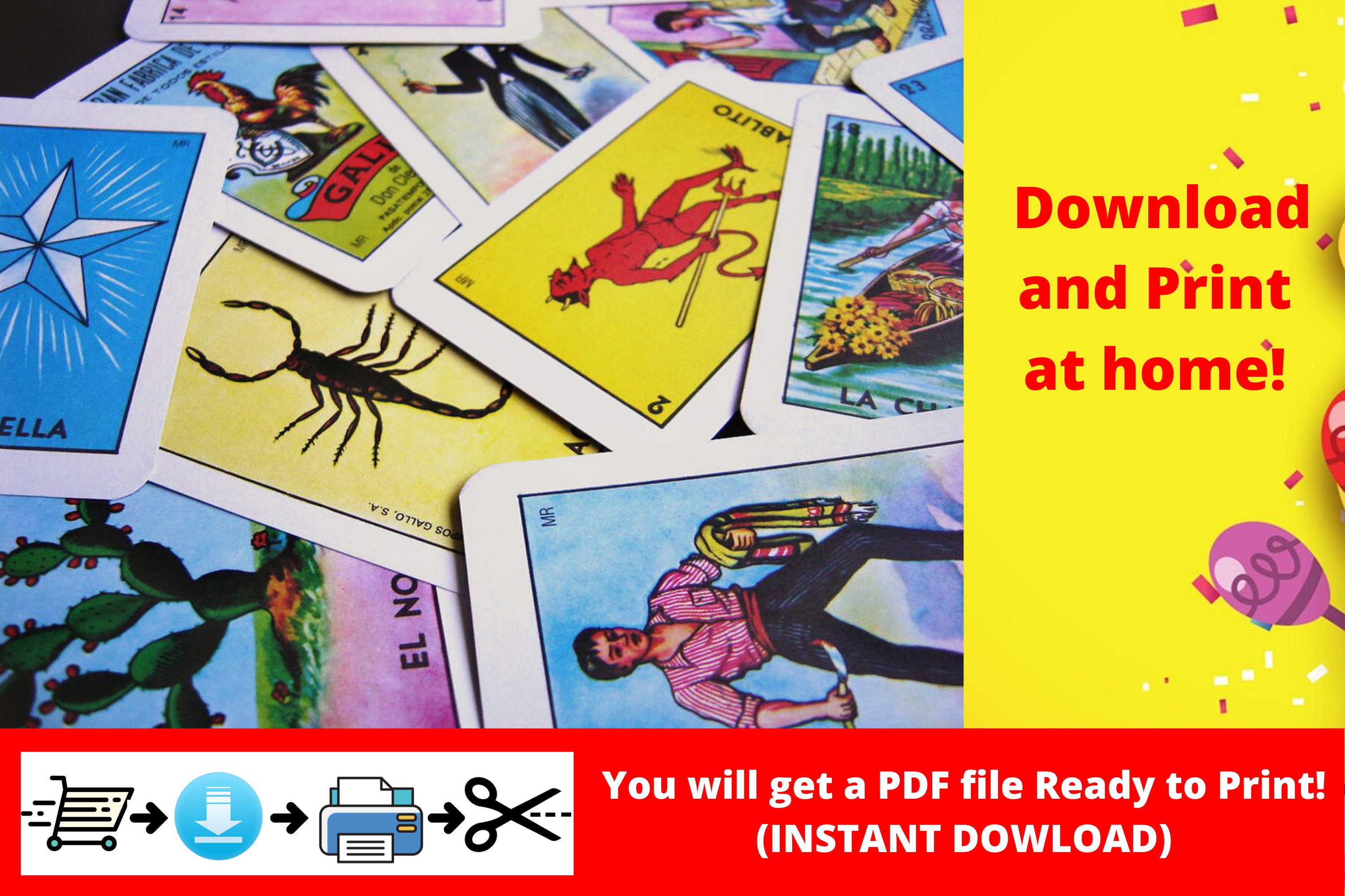 Mexican Loteria Game Cards Printable Easy PDF INSTANT DOWNLOAD - Etsy ...