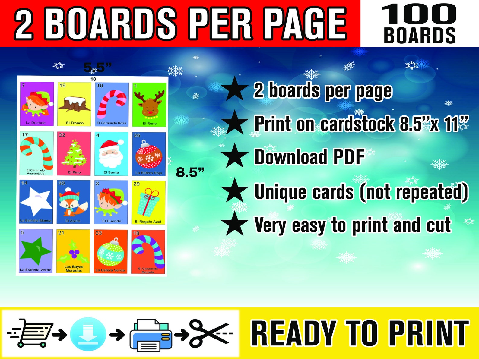 Loteria De Navidad Para Imprimir Loteria Navidena En Espanol Spanish ...
