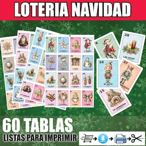 Christmas Loteria Spanish English Cards Printable Game INSTANT DOWNLOAD ...