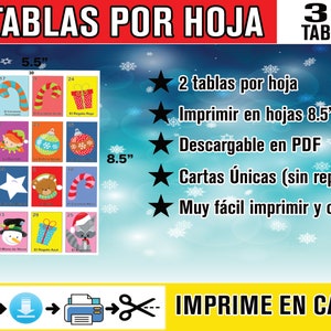 Loteria De Navidad Para Imprimir Loteria Navideña En Español Loteria De ...