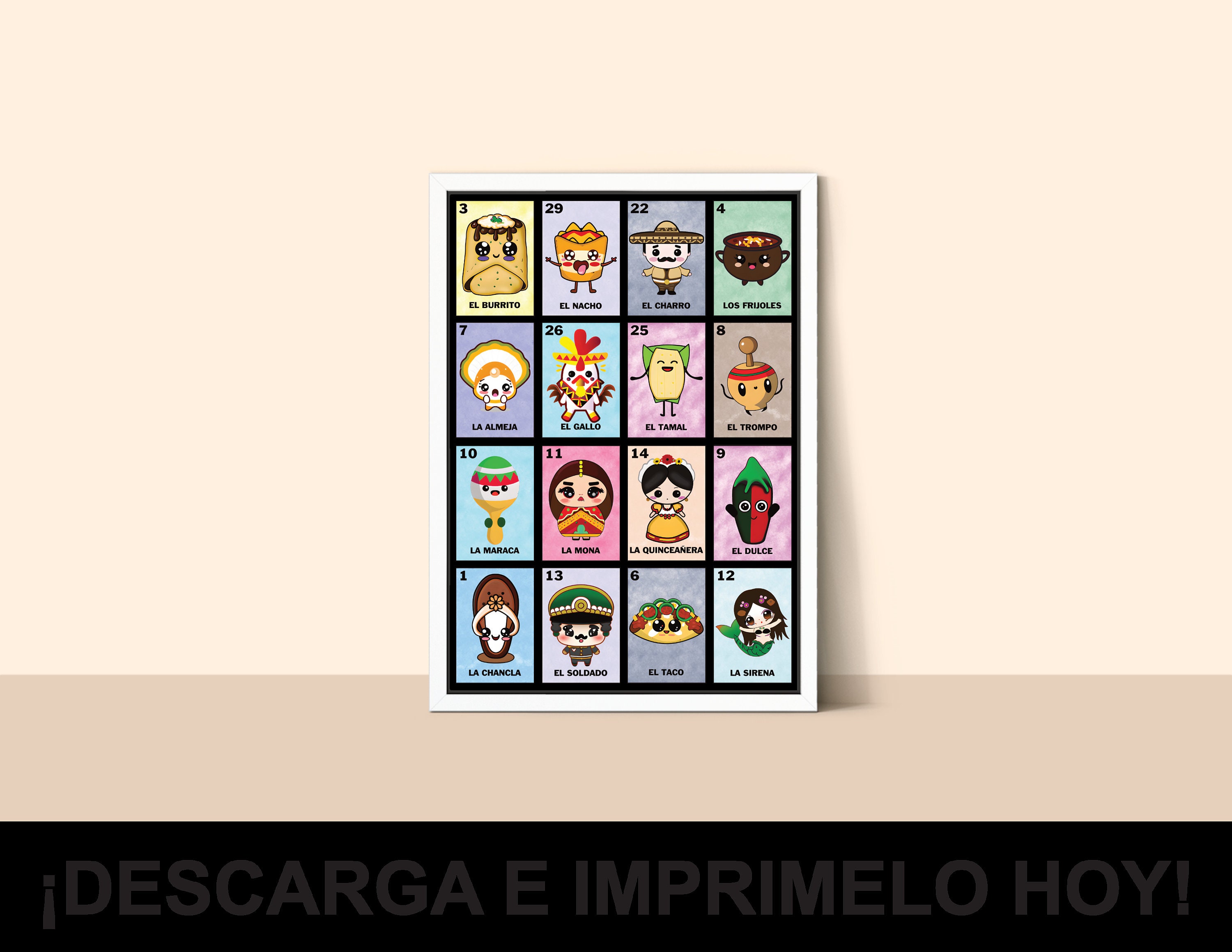 Mexican Loteria Printable Wall Art for Kids Room Classroom School ...