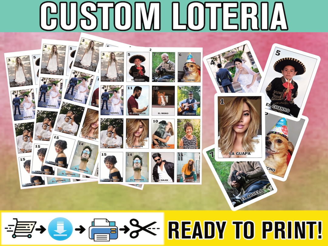 CUSTOM LOTERIA Game Template With Your Pictures Family Loteria Game ...