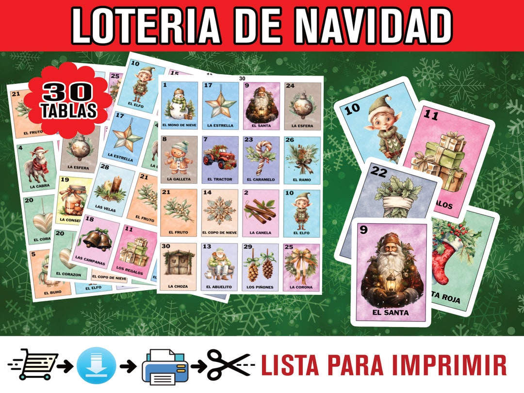 Loteria Navidad Para Imprimir Loteria Navideña En Español Loteria ...