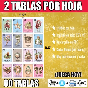 Christmas Loteria Spanish English Cards Printable Game INSTANT DOWNLOAD ...