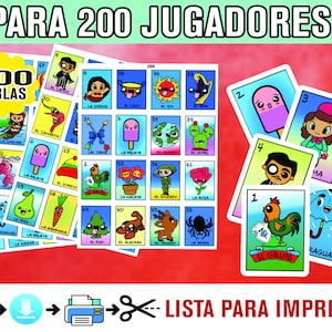 Loteria for Kids Friendly Loteria Game for 200 PLAYERS Big Party and ...