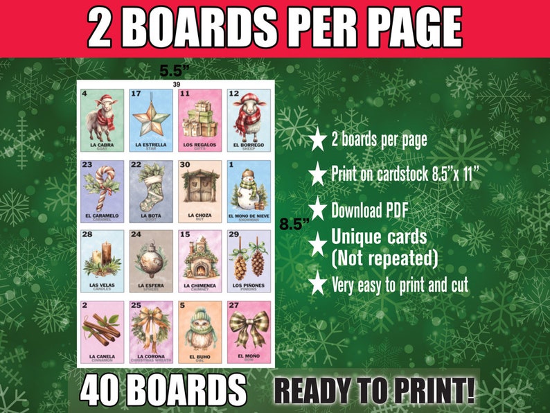 Loteria Navidad Para Imprimir En Espanol Ingles Loteria De Navidad ...