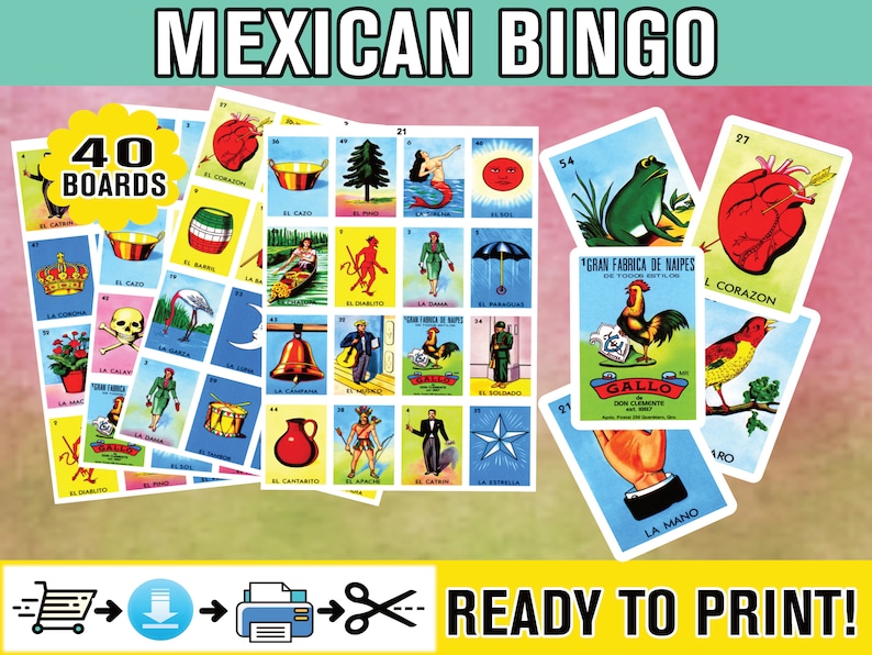 Mexican Loteria Game Cards PDF INSTANT DOWNLOAD Digital File - Etsy
