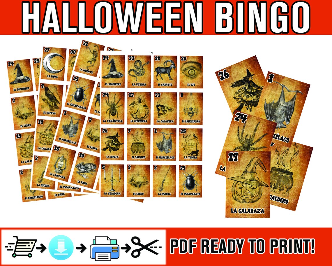 Loteria De Halloween Para Niños Y Adultos En Español PDF | Etsy