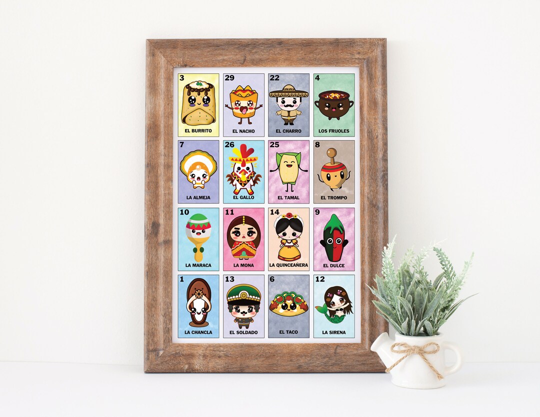 Mexican Loteria Print Poster Wall Art for Home Room Classroom School ...