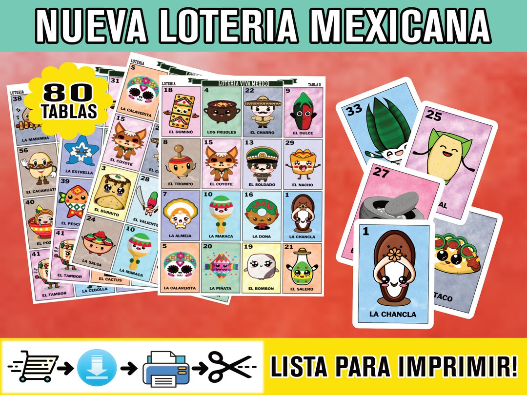 Mexican Loteria Game Cards Printable Pdf Instant Download Digital File