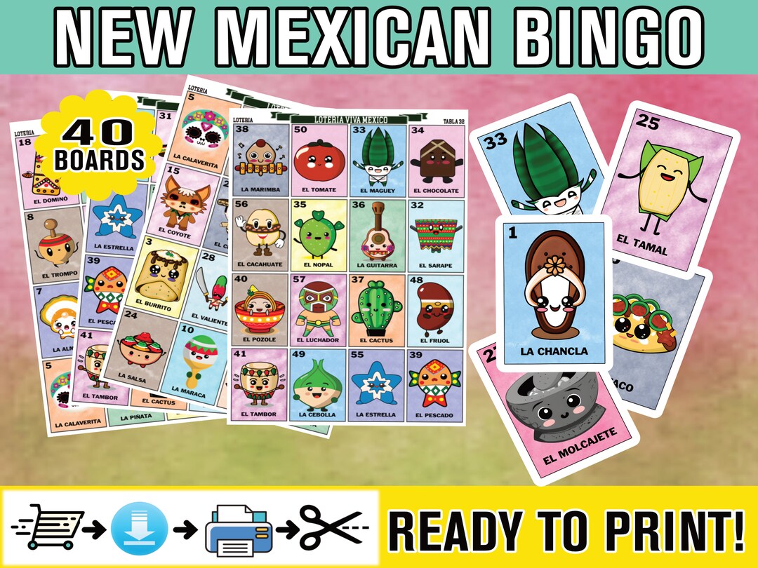 Mexican Loteria Game Cards Printable PDF INSTANT DOWNLOAD - Etsy