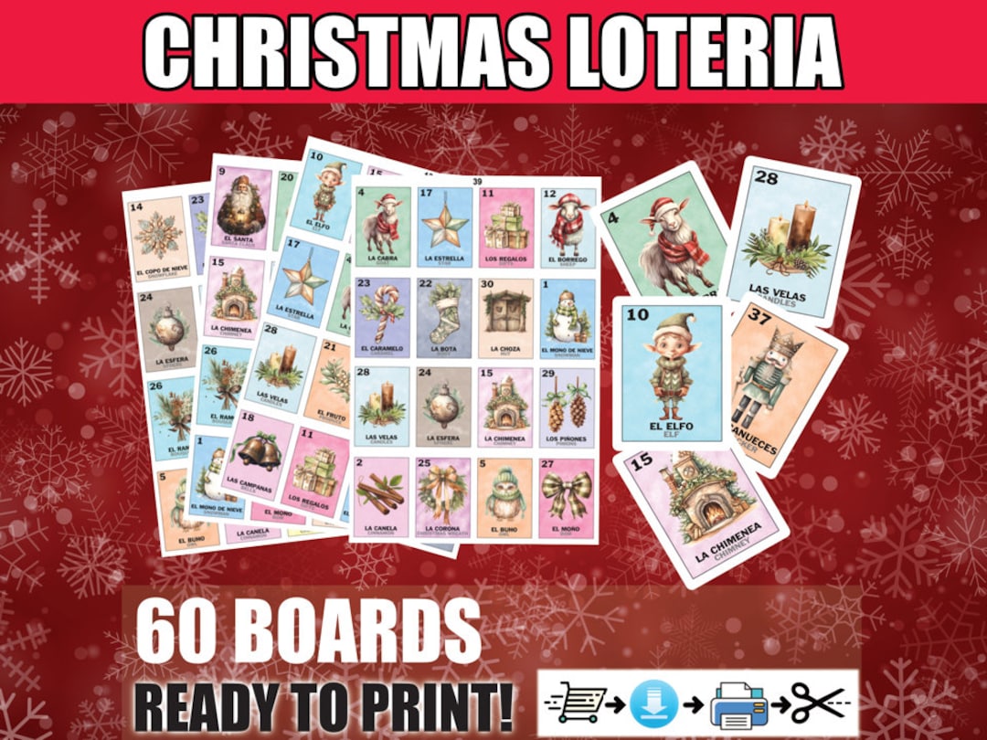 Christmas Loteria Spanish English Cards Printable Game INSTANT DOWNLOAD ...