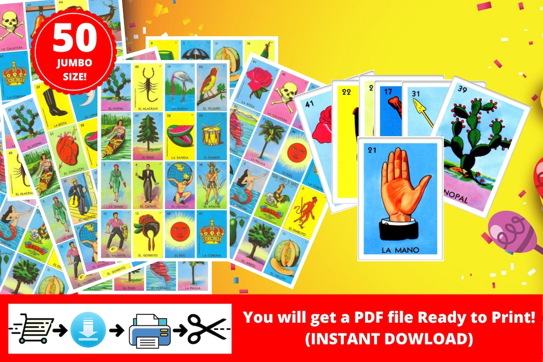 Mexican Bingo PDF Cards Game Ready to Download and Print at Home ...