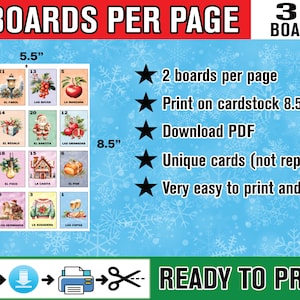 Loteria De Navidad Para Imprimir Loteria Navideña En Espanol Loteria De ...