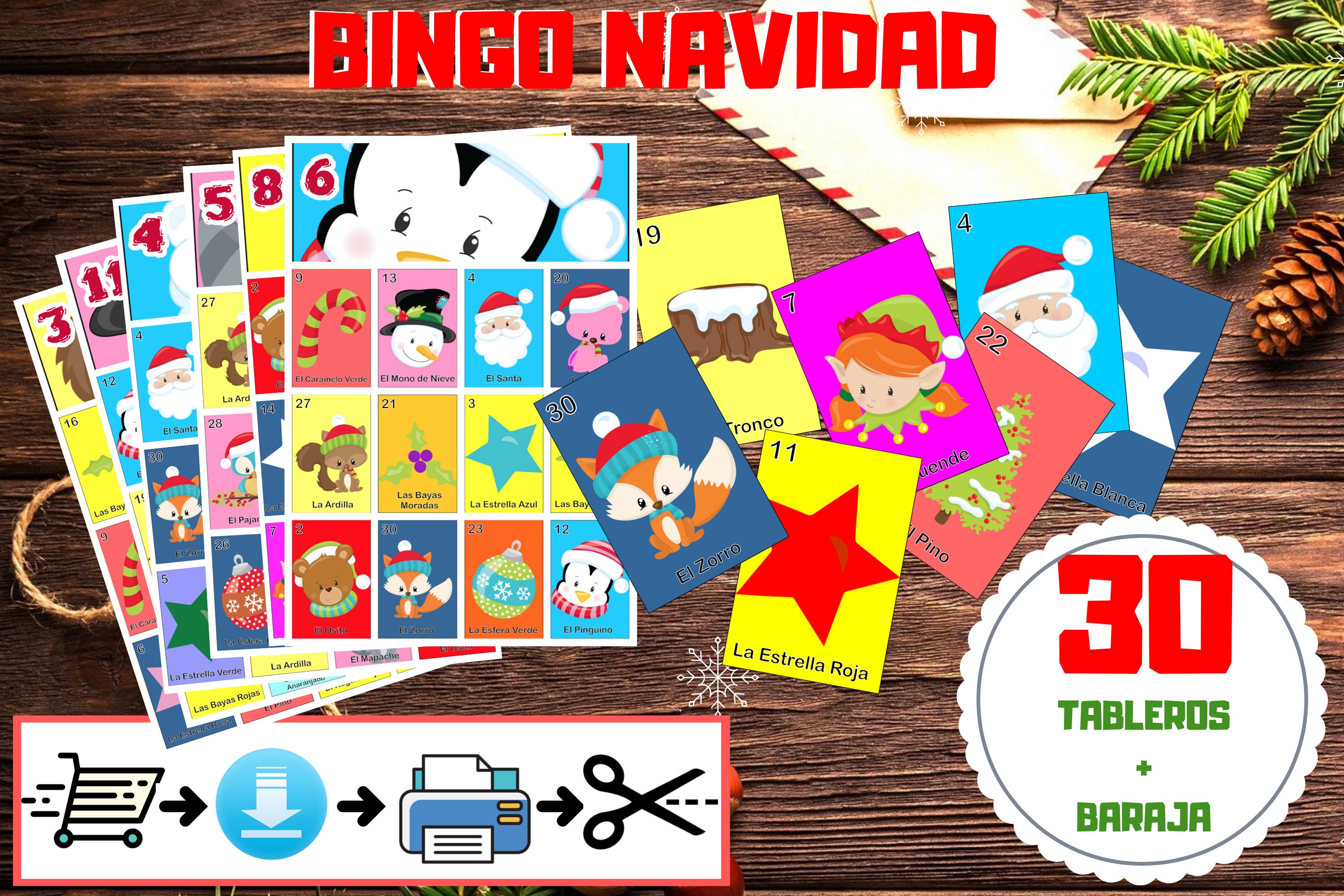 Loteria Navideña Para Imprimir Loteria de Navidad Imprimible - Etsy México