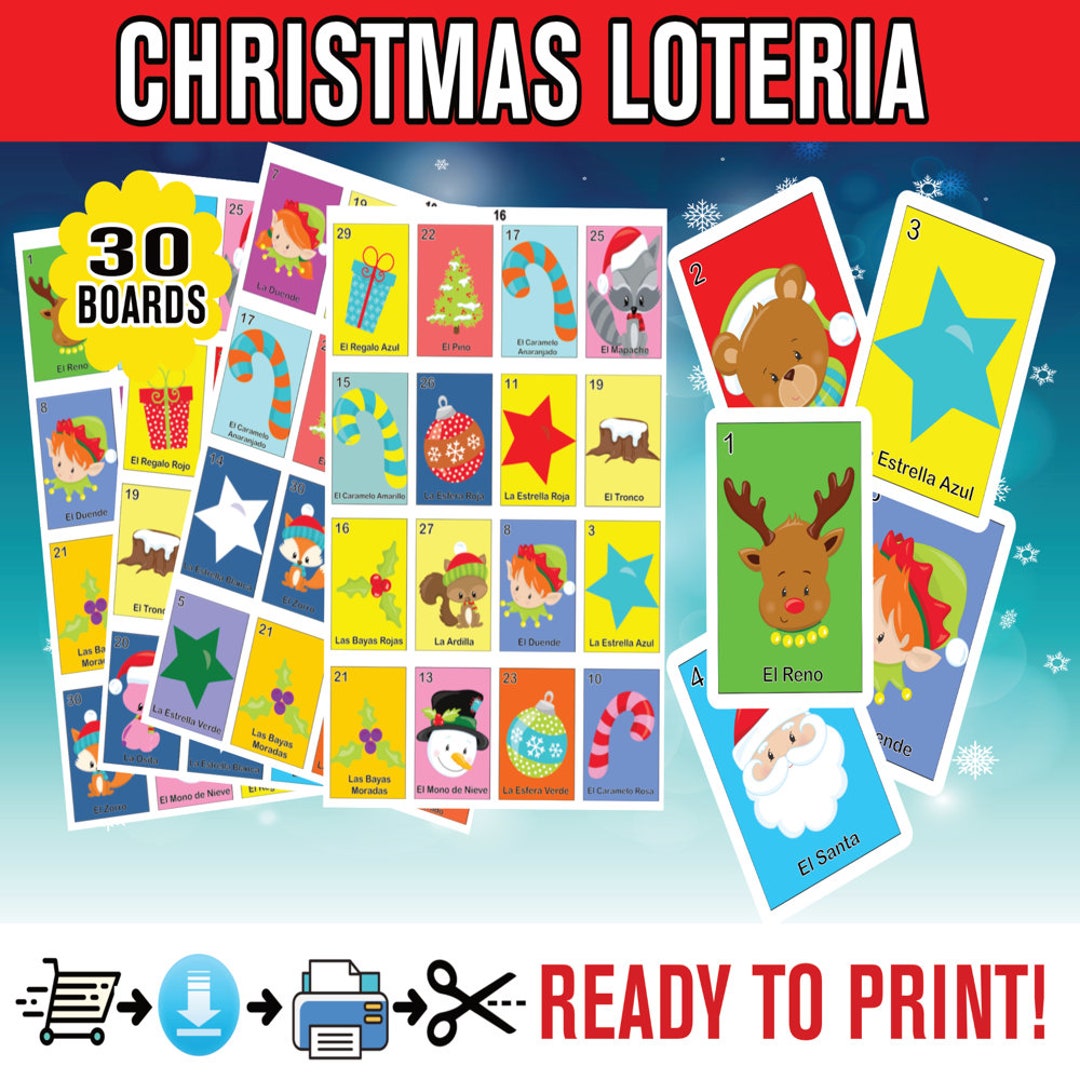 Loteria De Navidad Para Imprimir Loteria Navideña En Español Loteria De ...