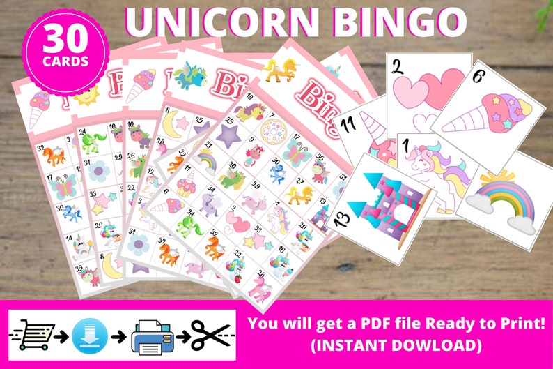 Unicorn Bingo Game Printable INSTANT Downloadunicorn Bingo | Etsy