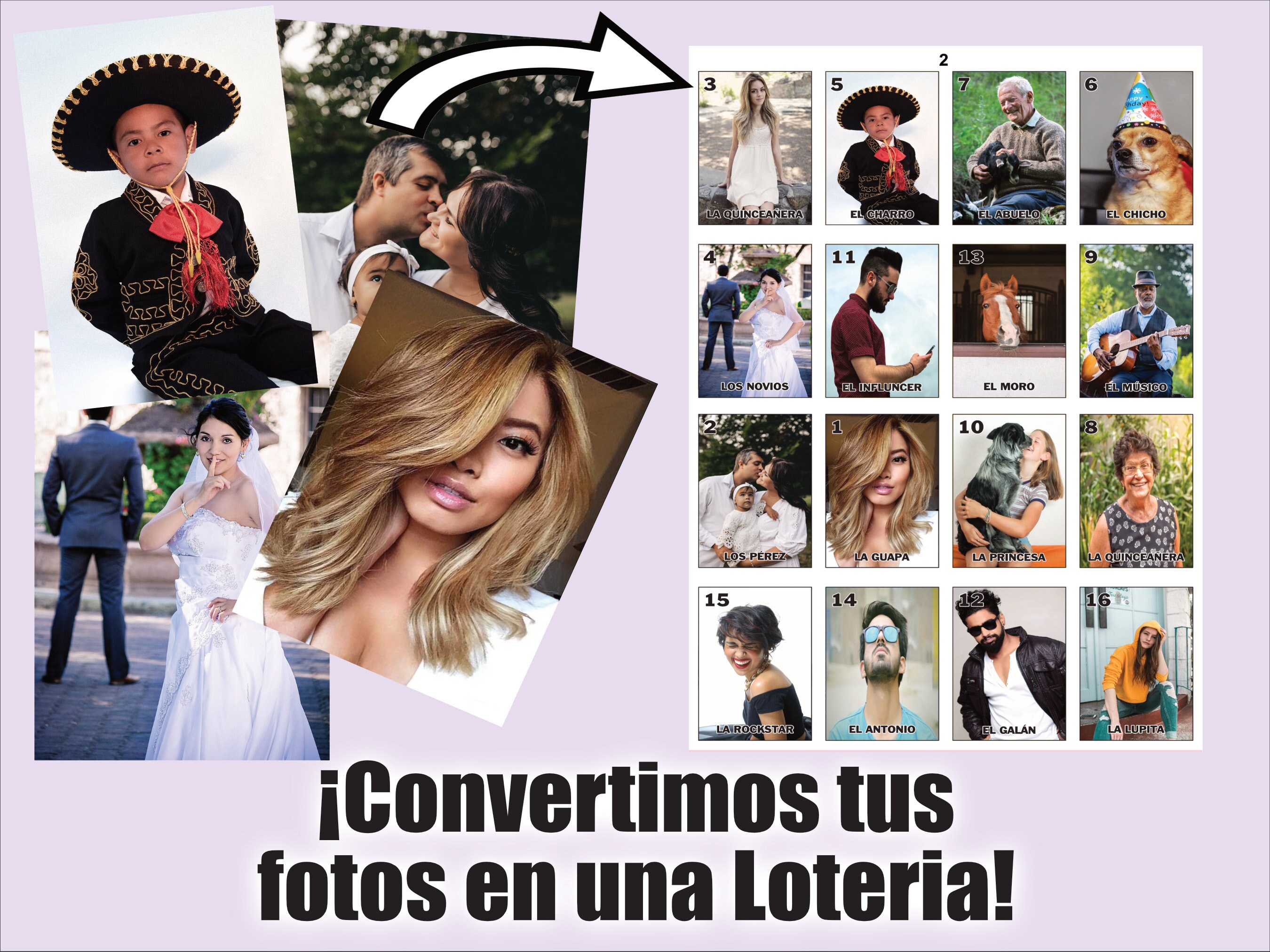 CUSTOM LOTERIA Game Template With Your Pictures Family Loteria Game ...