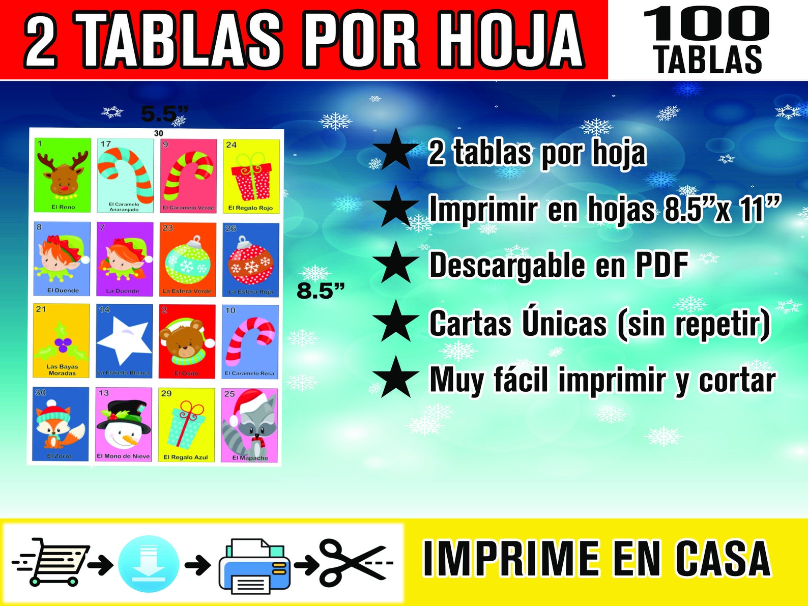 Loteria De Navidad Para Imprimir Loteria Navidena En Espanol Spanish ...